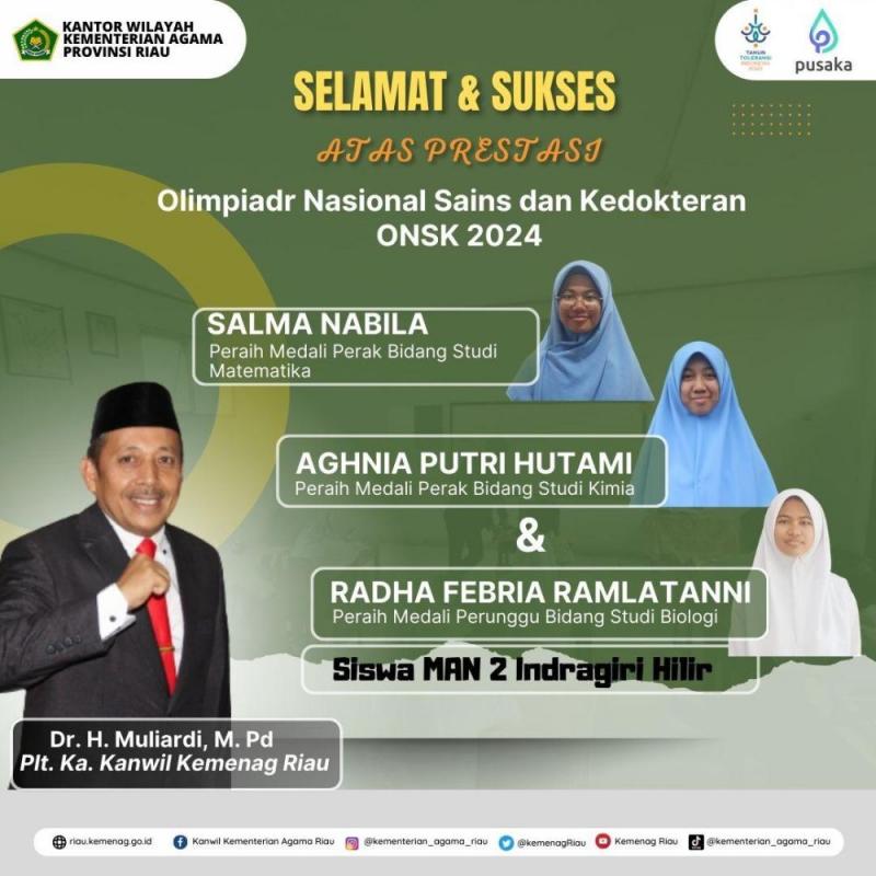 Siswa MAN 2 Inhil Raih Medali di Ajang ONSK 2024-Dewan Pendidikan Riau
